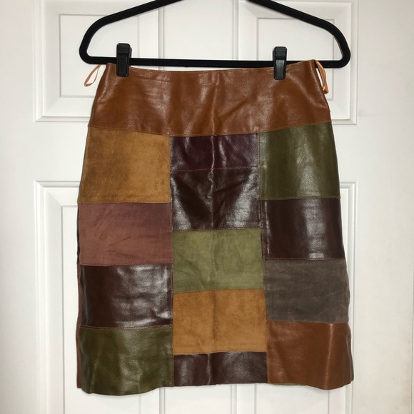Maxima | Skirts | Vintage Maxima Wilsons Leather Patchwork 7s Skirt ...